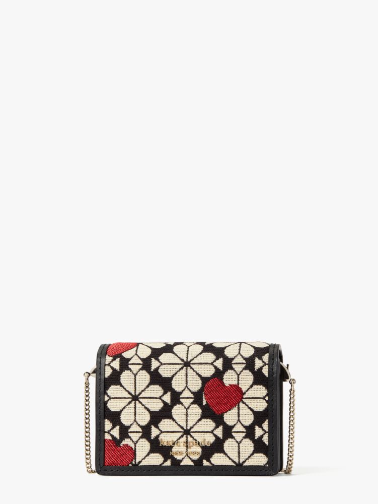Spade Flower Jacquard Hearts Chain Cardholder | Kate Spade UK