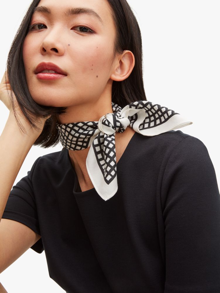 Asymmetric Check Cotton Silk Bandana | Kate Spade New York