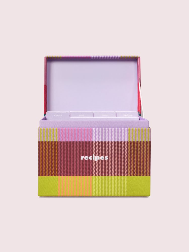 rainbow plaid recipe box | Kate Spade New York