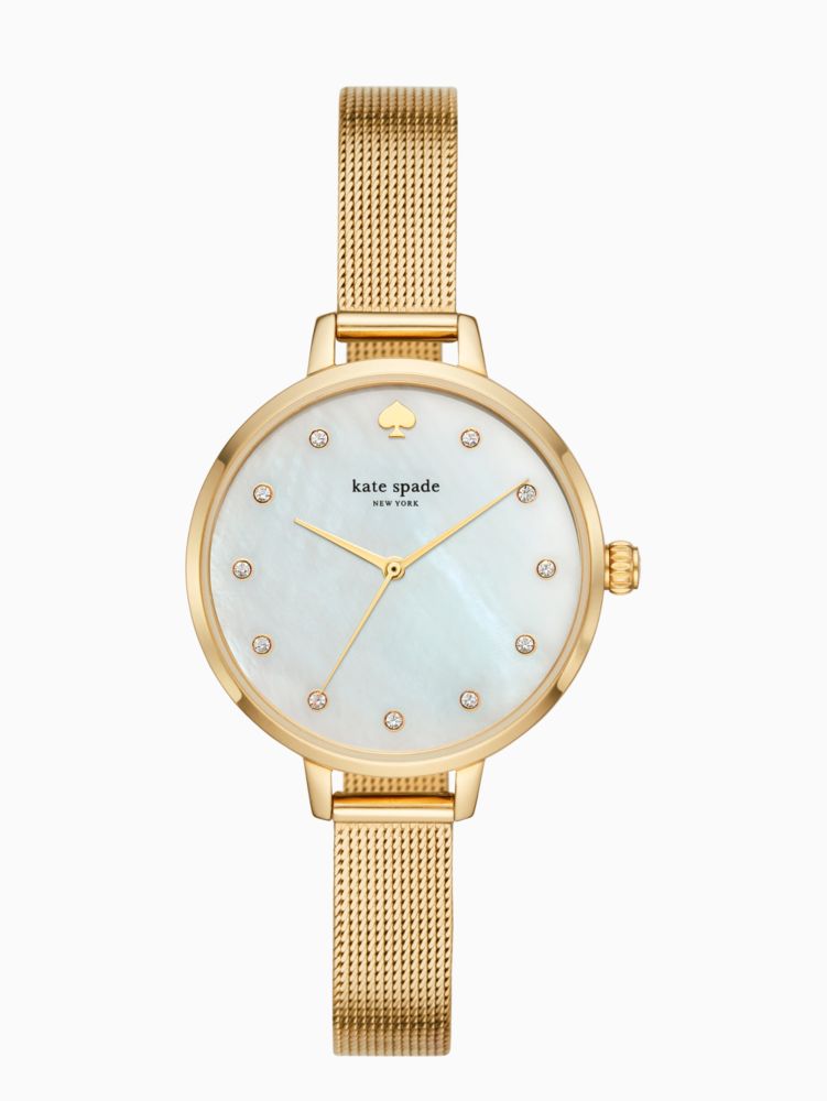 metro gold-tone stainless steel mesh bracelet watch | Kate Spade New York