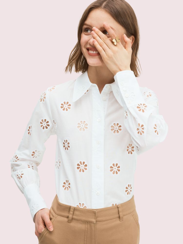 Spade Clover Eyelet Blouse | Kate Spade New York