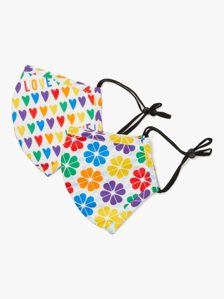 rainbow hearts & spade flower non-medical mask set | Kate Spade New York