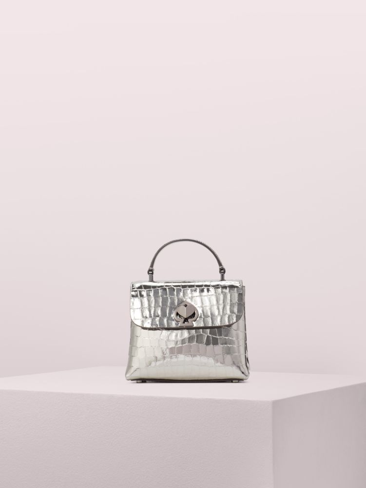 romy metallic croc-embossed mini top handle bag | Kate Spade New York