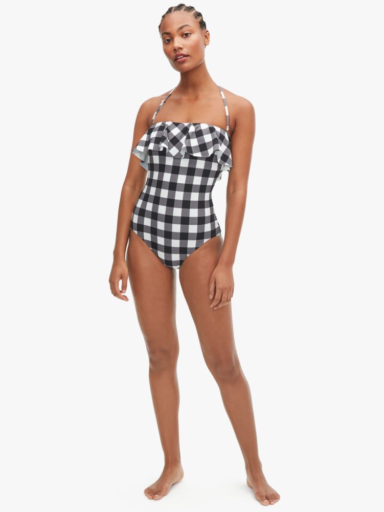Shoreside Plaid Ruffle Bandeau One Piece Kate Spade New York